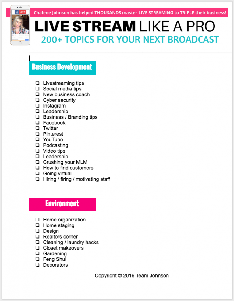Live Stream Like a Pro: 200+ Topics for Your Next Broadcast - Chalene ...